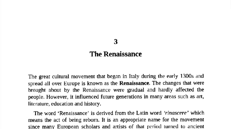 Renaissance Overview: Cultural Rebirth in Europe (HIST 101) - Studocu