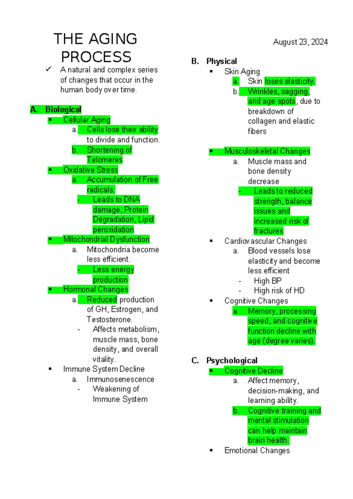 Geriatric Notes - geria - THE AGING PROCESS A natural and complex ...