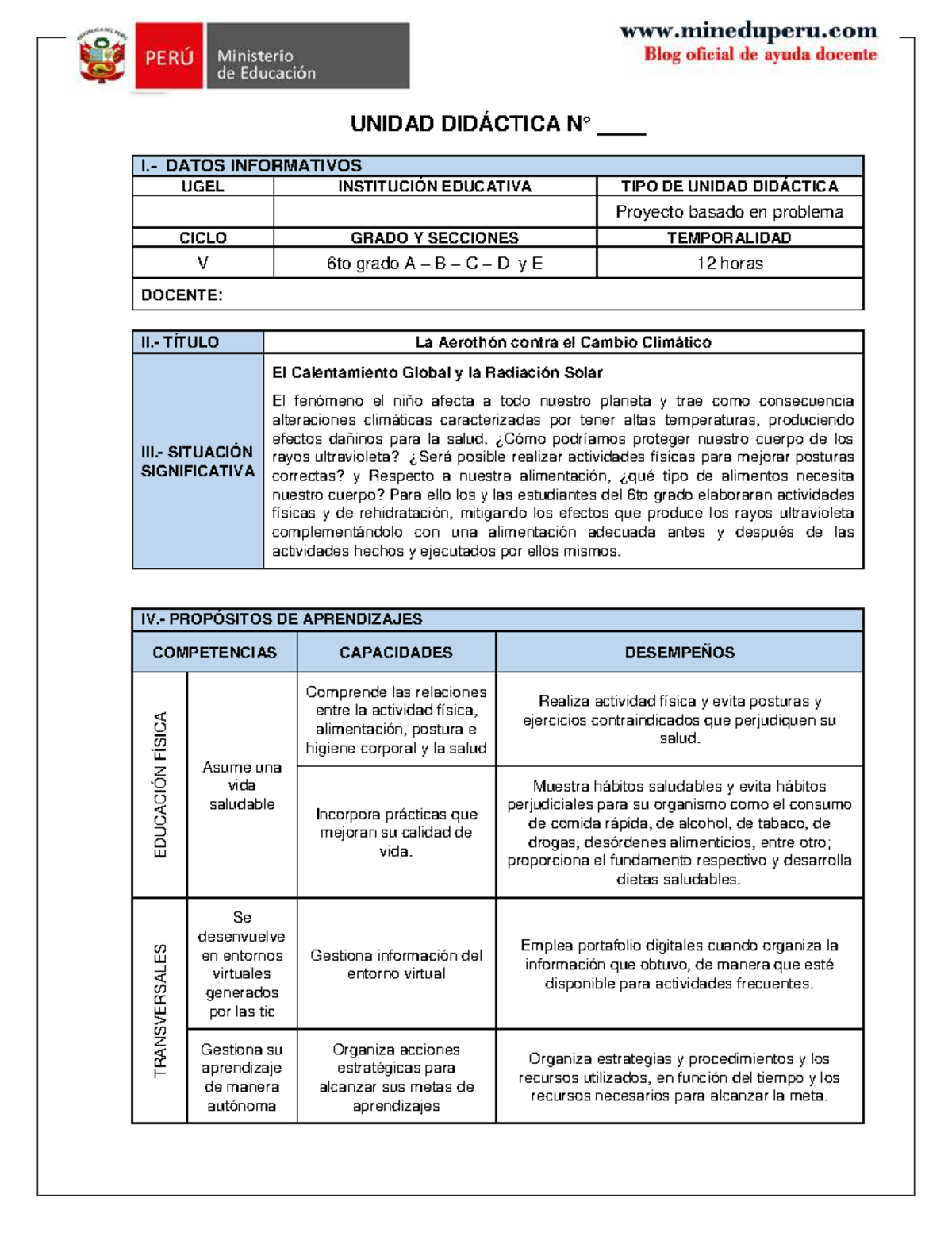 Modelo de unidad didactica - Retos y Perspectivas de la Educación Física en el Proyecto ...