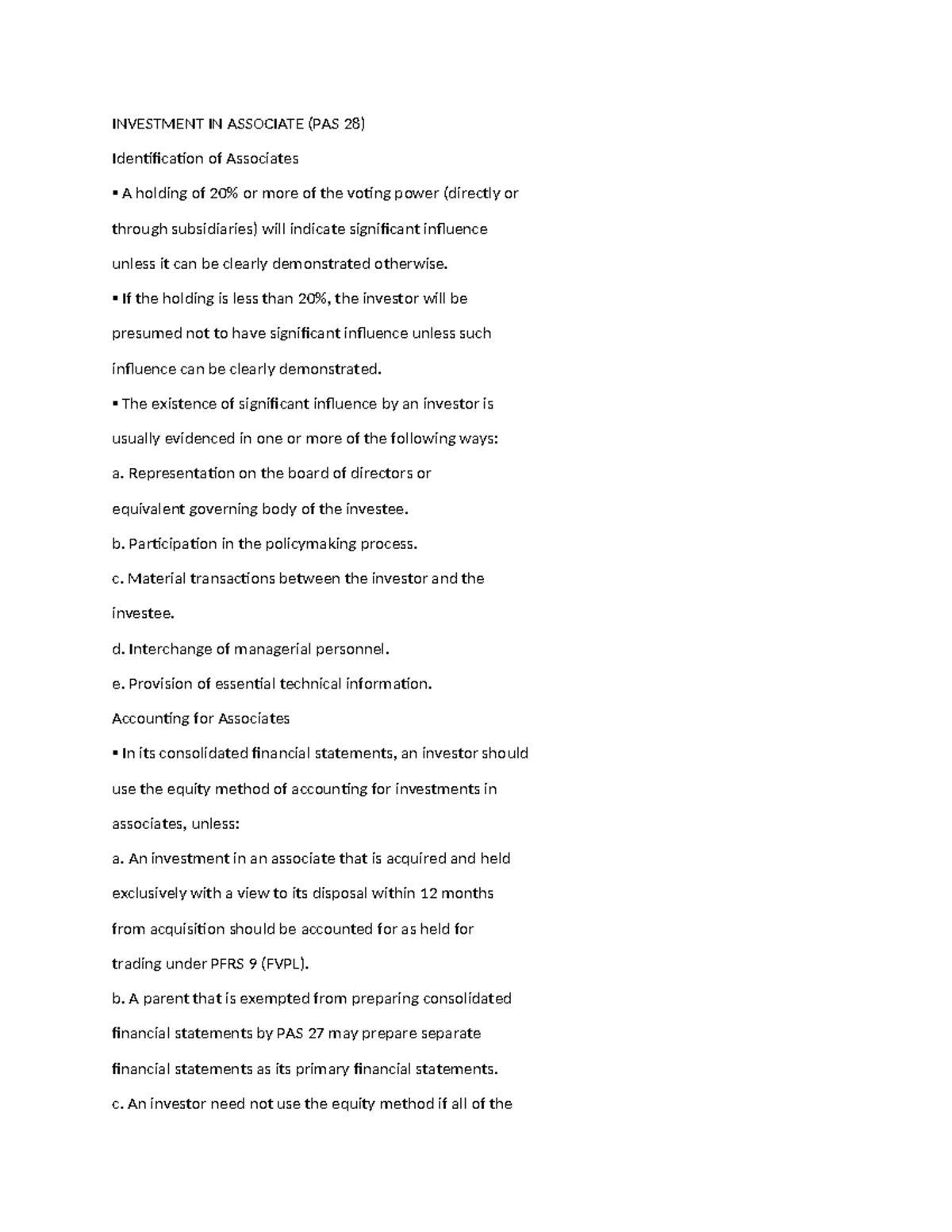 PAS 28: Investment in Associates - Identification & Accounting Methods ...