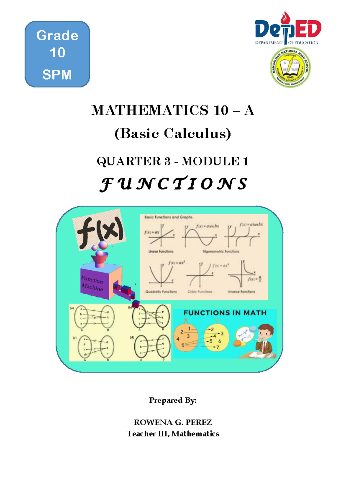Q3 Mod 1 - Functions in Basic Calculus (Math 10) - Studocu