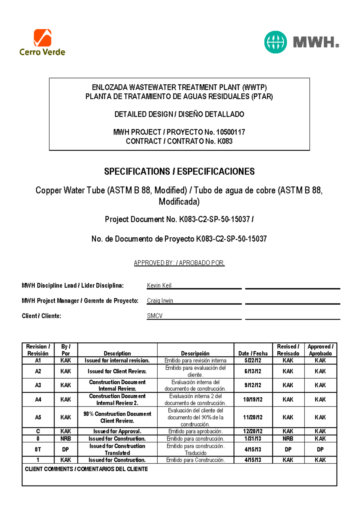 ENLOZADA WWTP Detailed Design: Copper Water Tube (ASTM B 88) - Studocu