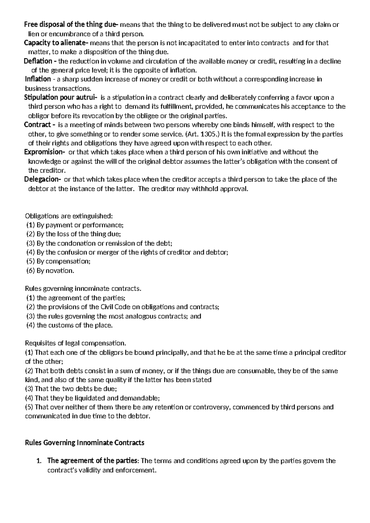 LAW 101 Final Exam Quiz - Key Concepts on Contracts and Obligations ...