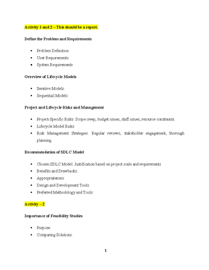 SDLC - SDLC assignment - Software Development Life Cycle S HIGHER ...
