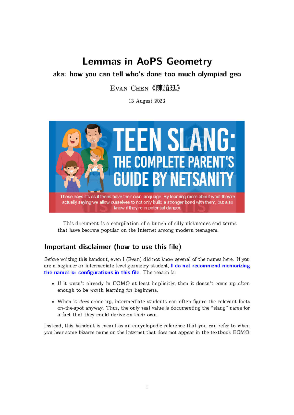 Geo Slang: A Fun Guide to AoPS Geometry Nicknames - Studocu