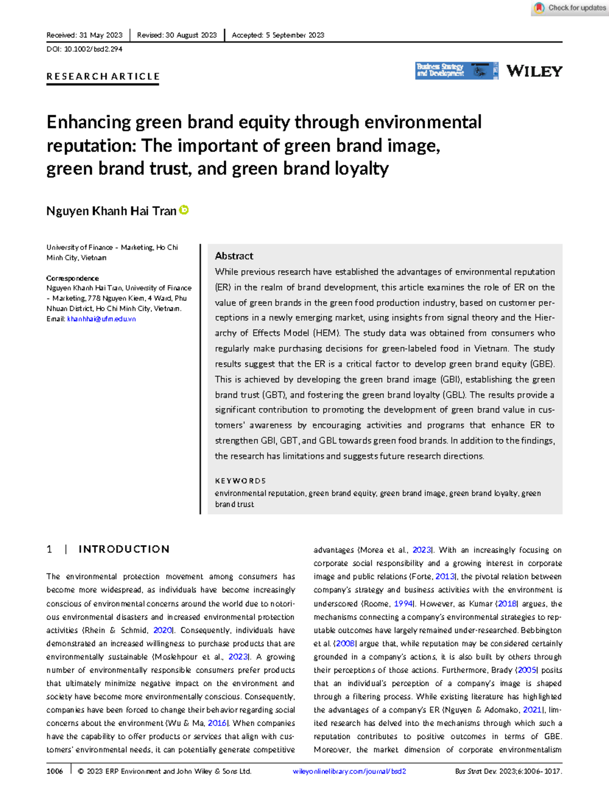 Enhancing Green Brand Equity: The Role of Environmental Reputation in ...