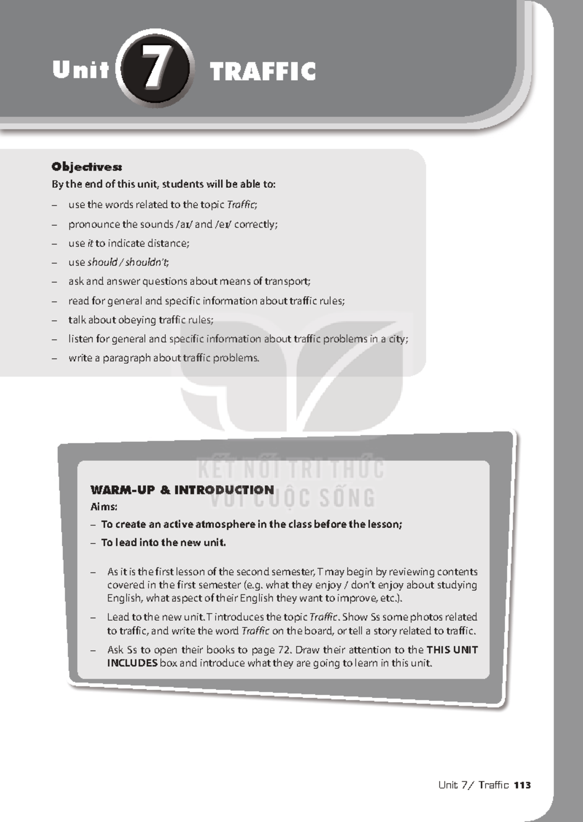 Unit 7: Traffic - Objectives and Activities Overview for Tieng Anh 7 ...