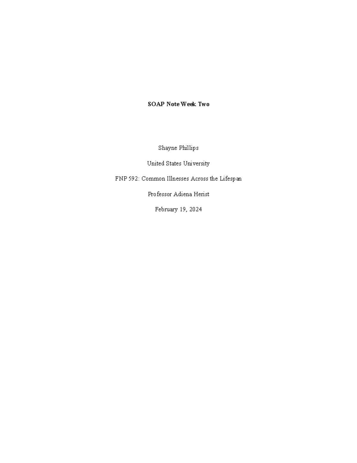 FNP 592: SOAP Note #1 - Example for Hypertension Management - Studocu