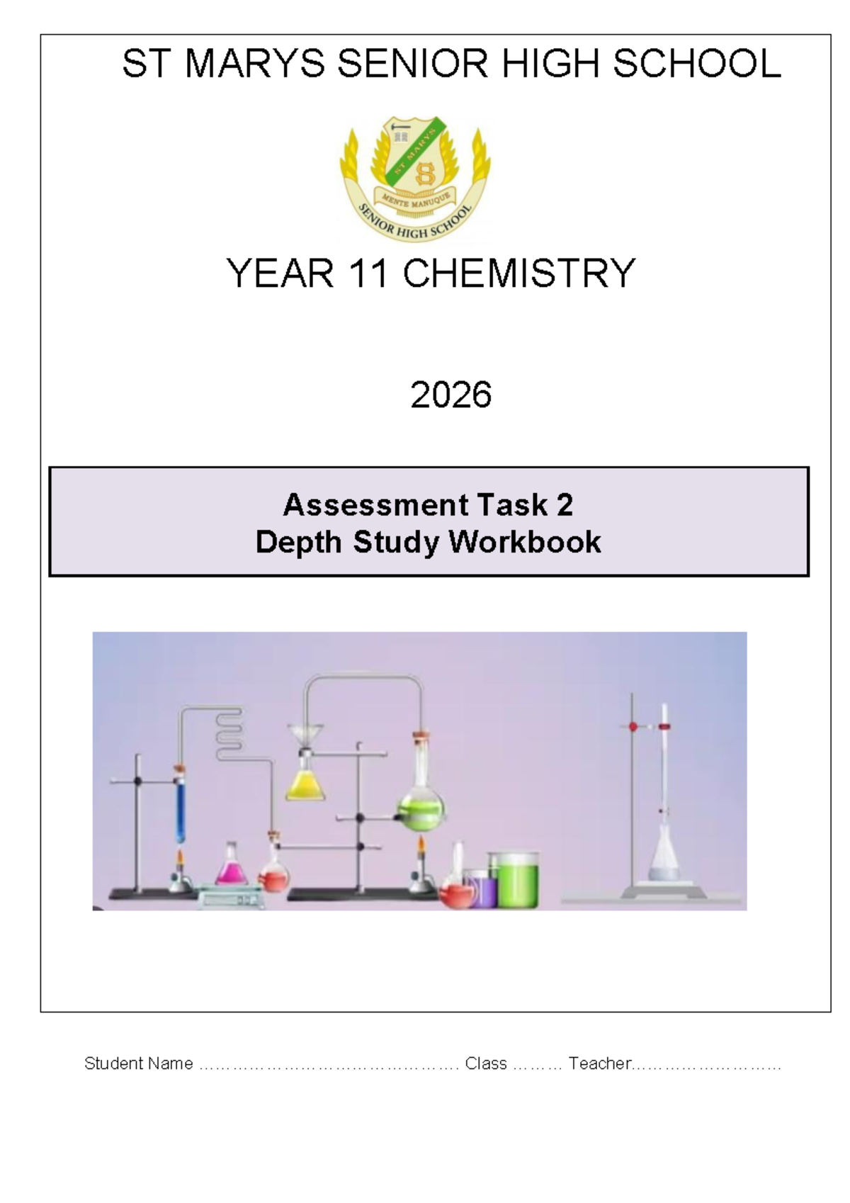 Year 11 Chemistry Assessment Task 2: Depth Study Workbook - Studocu