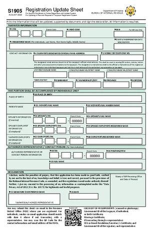 1905 - BIR S1905 - Form 1905 Registration Update/Cancellation Guide ...