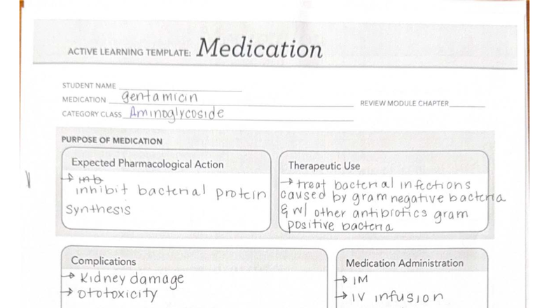 ACTIVE LEARNING TEMPLATE: Gentamicin Review Module A7 - Studocu
