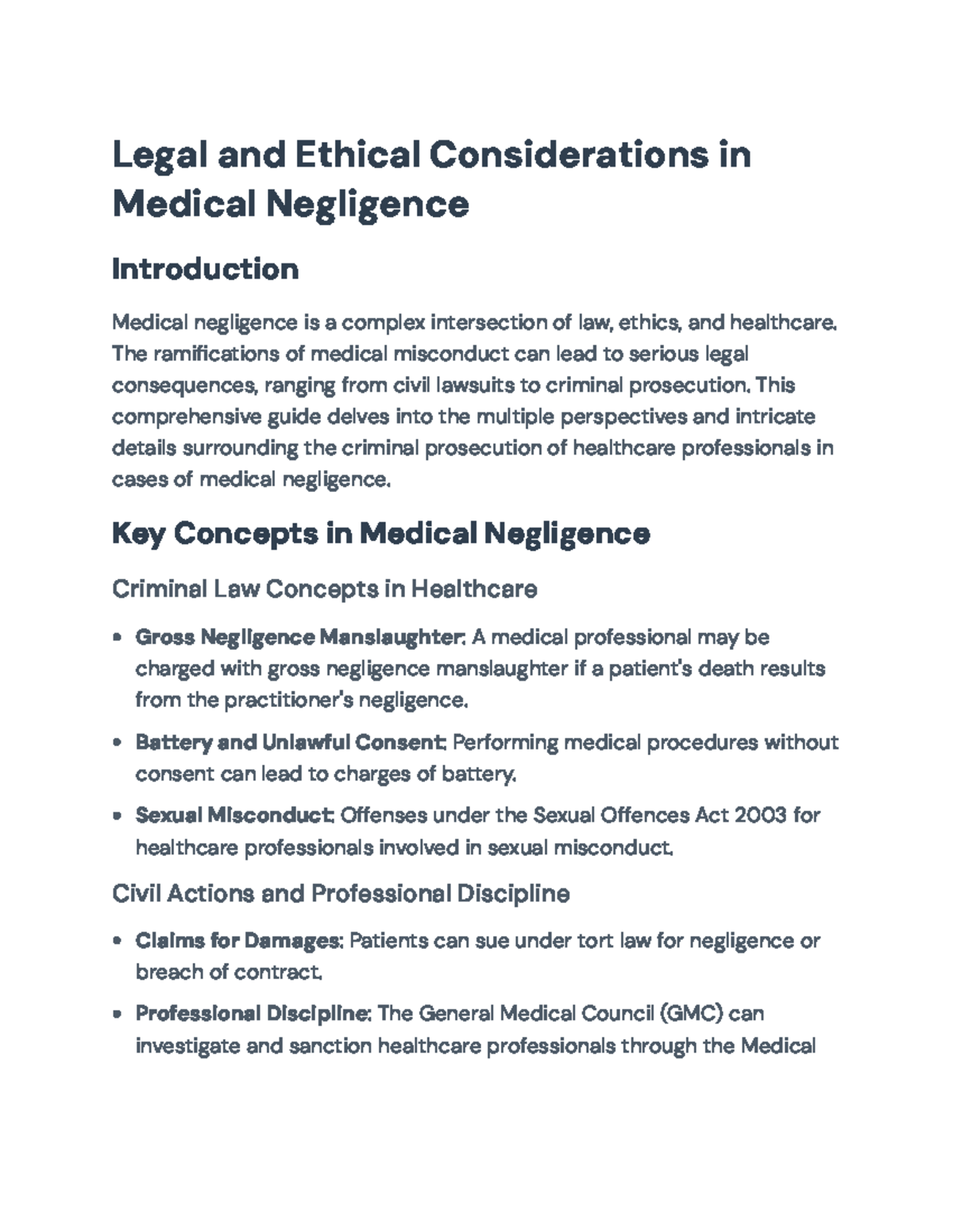 Legal and Ethical Aspects of Medical Negligence: A Guide to Prosecution ...
