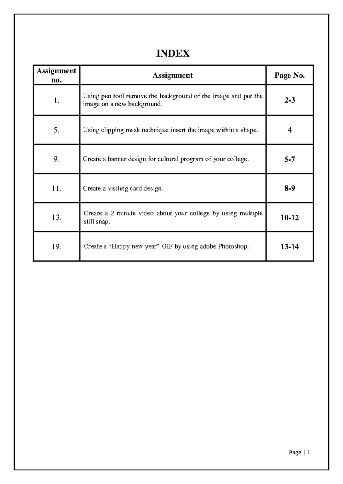 Multimedia Final - Diff between - INDEX Assignment no. Assignment Page ...