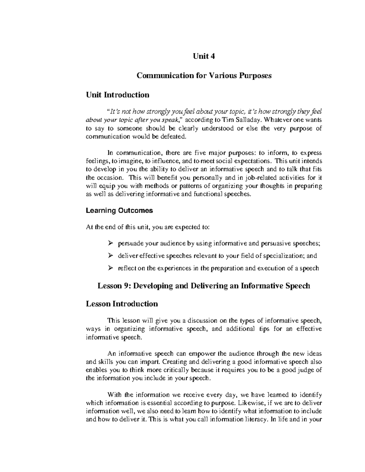 Unit 4: Effective Communication for Various Purposes - Lesson Insights ...