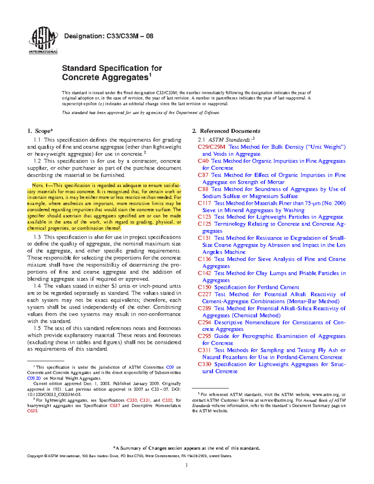 ASTM C33/C33M Standard Specification for Concrete Aggregates - Studocu