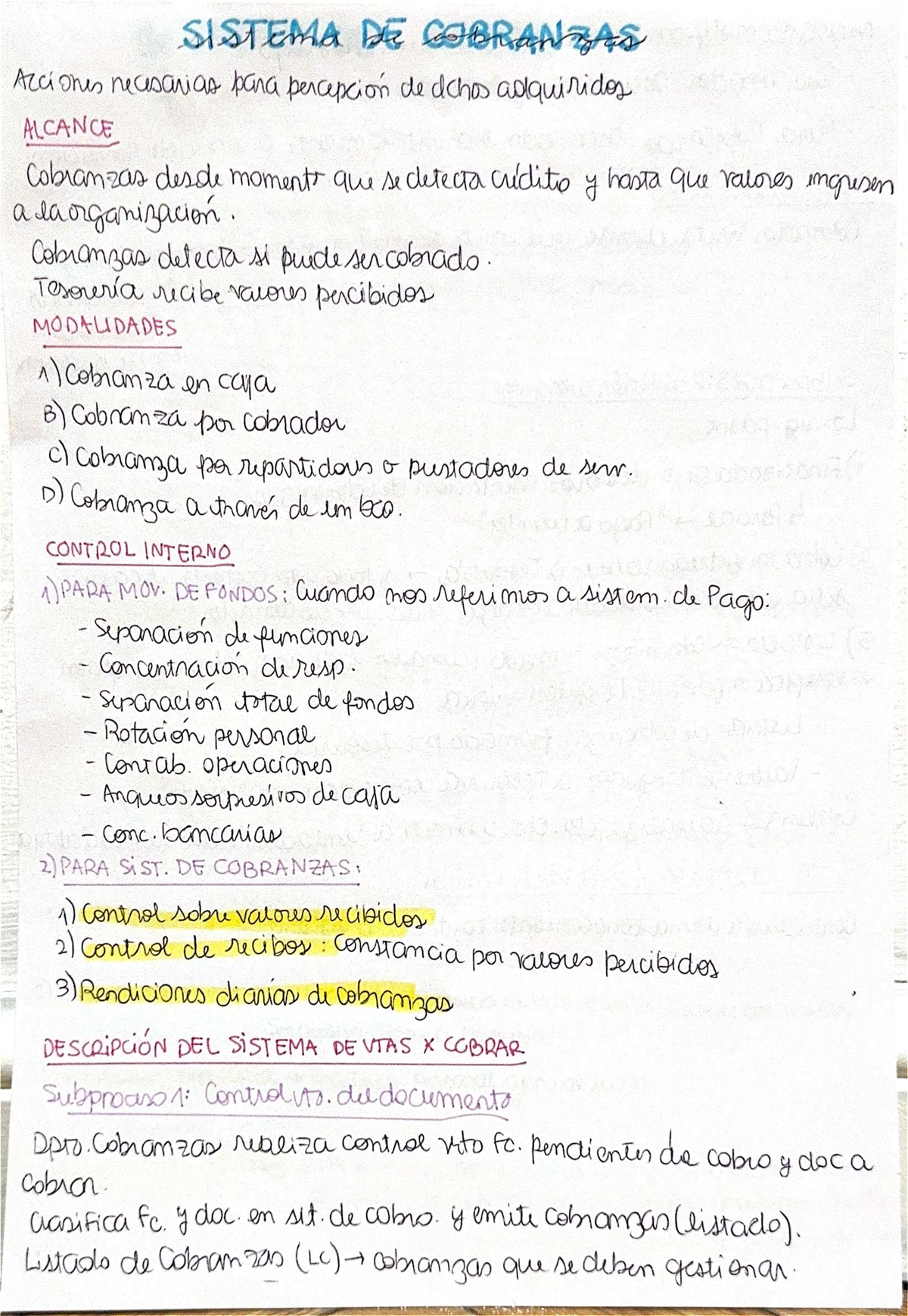 Sistema de Cobranzas y Pagos: Proceso y Control Interno - Studocu