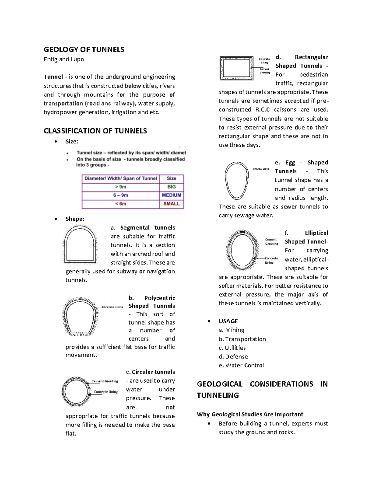 Geology OF Tunnels - GEOLOGY OF TUNNELS Entig and Lupo Tunnel - is one ...