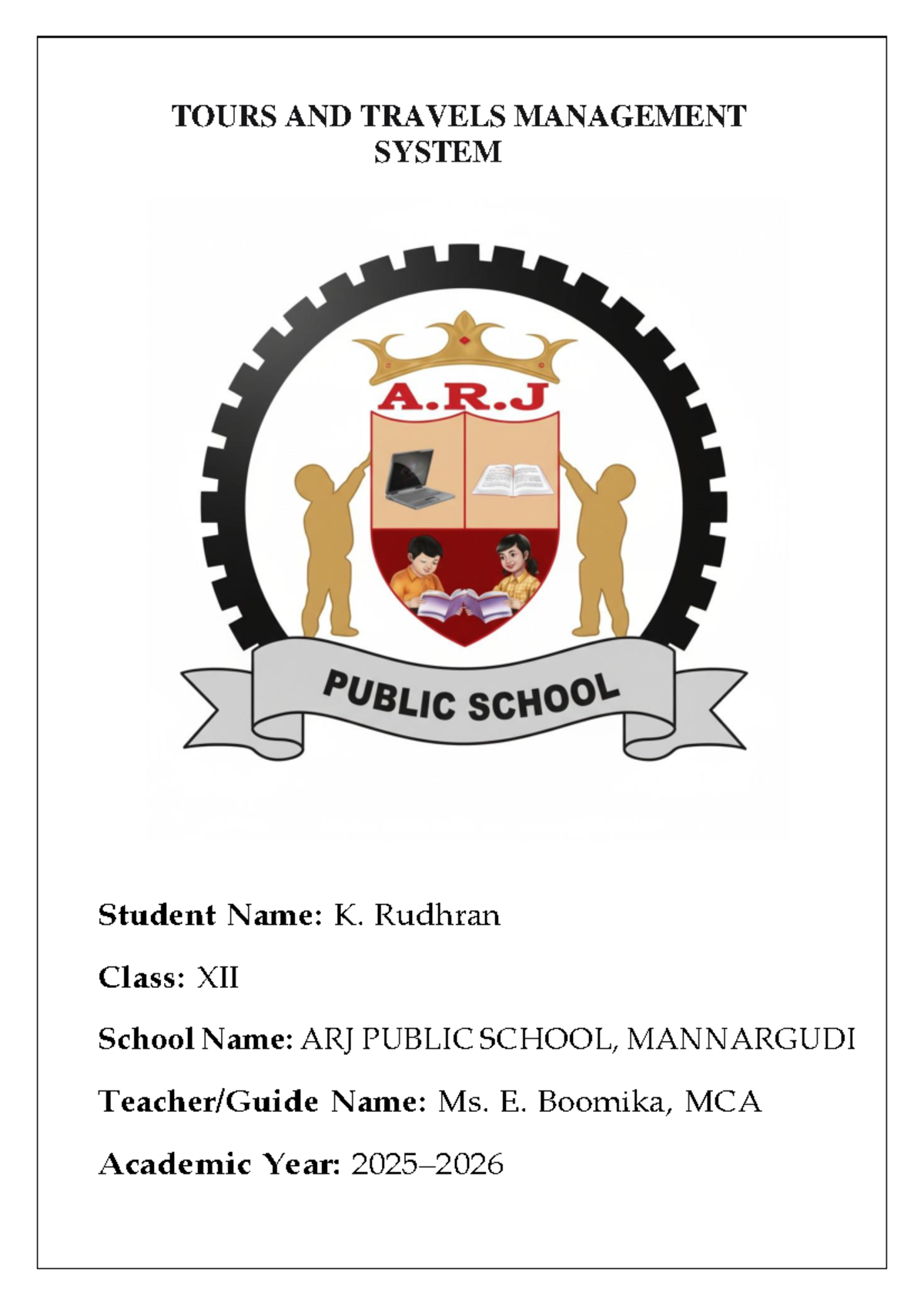 Tours and Travels Management System Project (Class XII) - Studocu