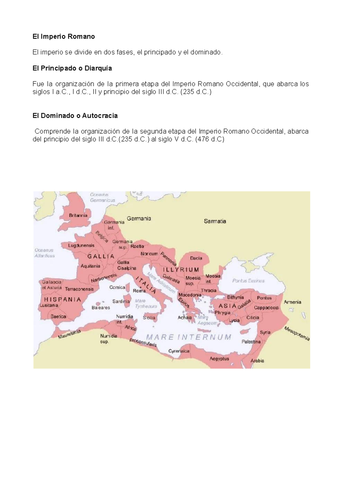 Estudio sobre el Imperio Romano: Principado y Dominado - Studocu