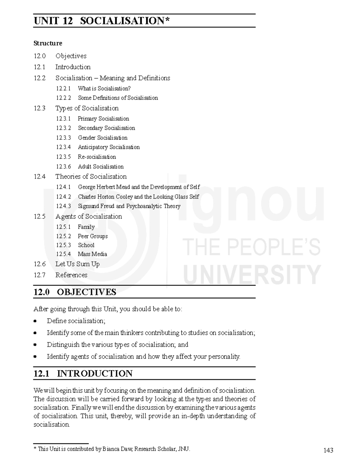 Unit 12 - IGNOU Sociology Study Notes on Socialisation Concepts - Studocu