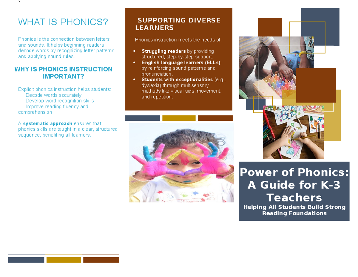 Brochure Phonics - ` WHAT IS PHONICS? Phonics is the connection between ...