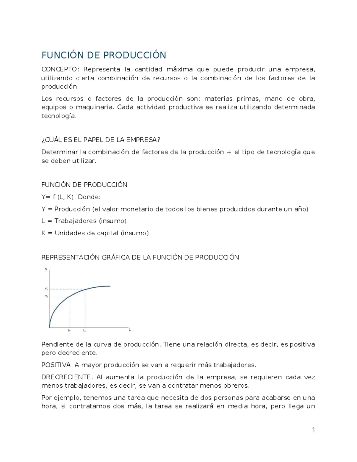 Función de Producción: Conceptos y Análisis (ECO 101) - Studocu