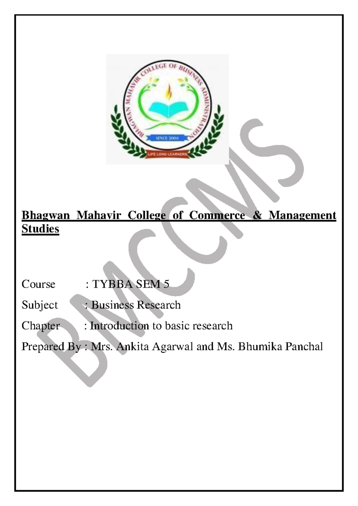 TYBBA SEM 5 - Unit 1: Intro to Business Research Concepts & Methods ...