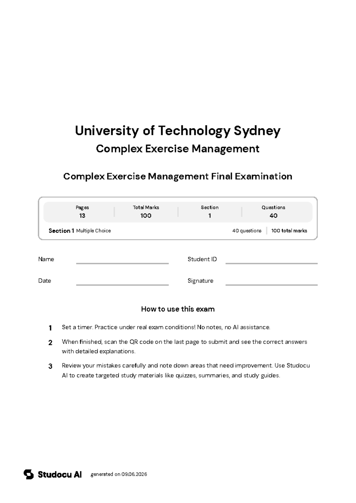 Complex Exercise Management Final Exam - Studocu