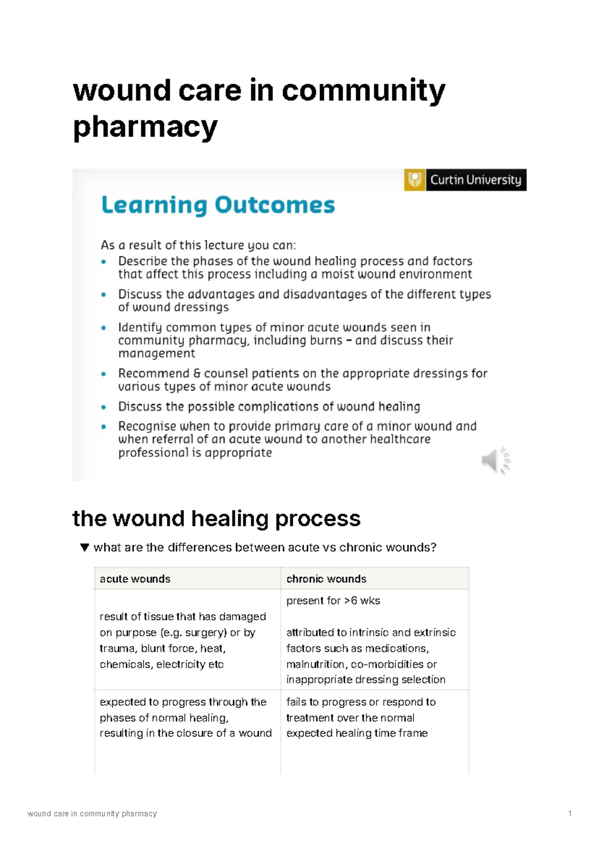 PP1 - Wound Care: Understanding Acute vs Chronic Wounds and Healing ...