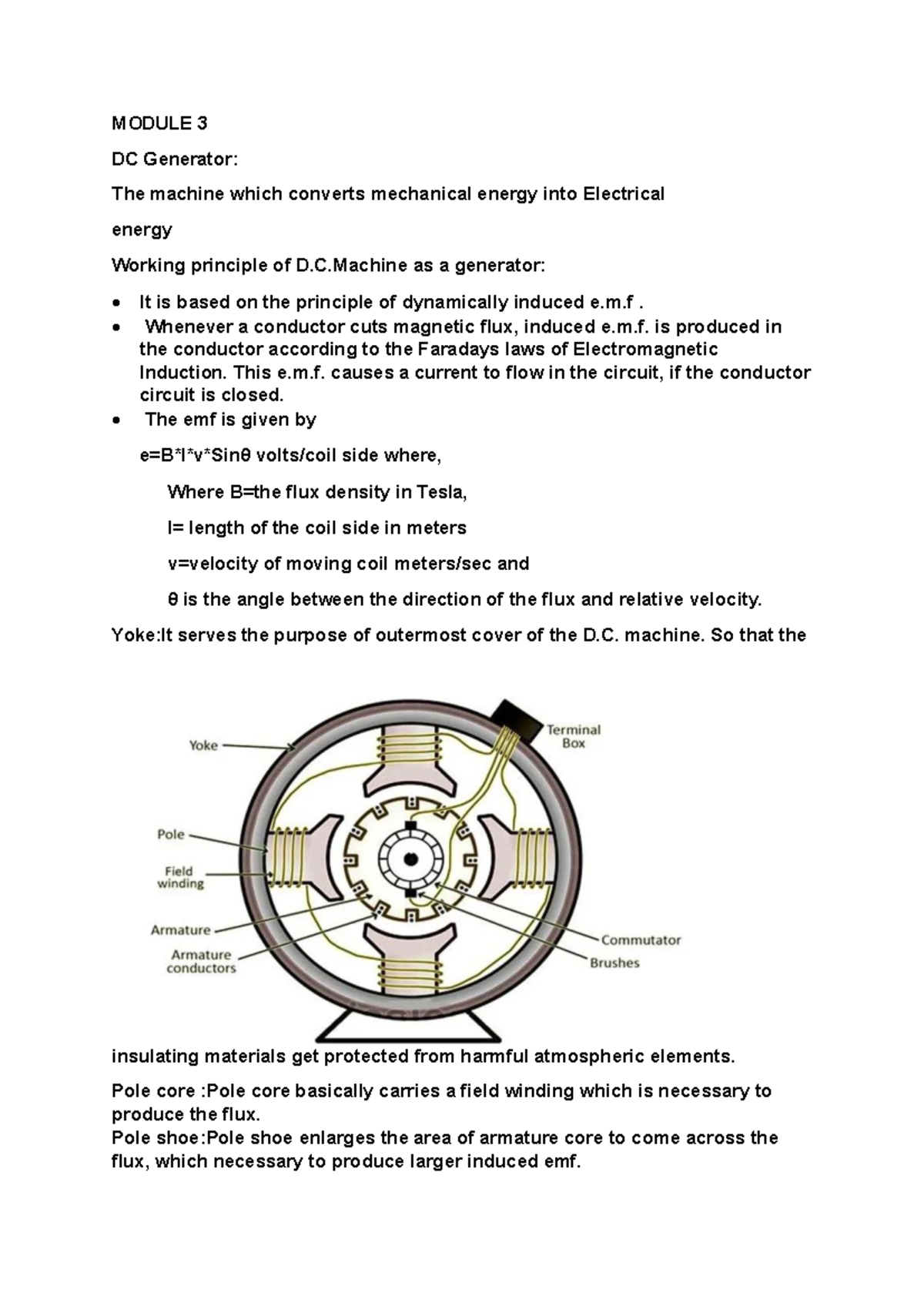 MODULE 3: DC Generator Principles and Characteristics - Studocu