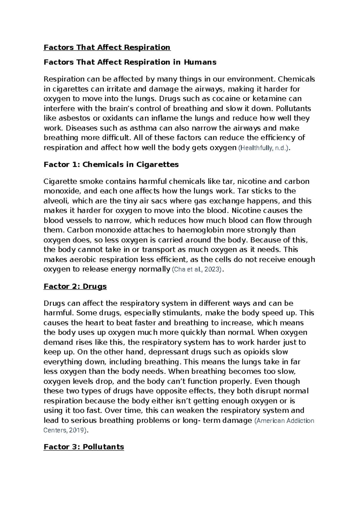 Unit 10 Assignment B: Factors Affecting Human Respiration Efficiency ...
