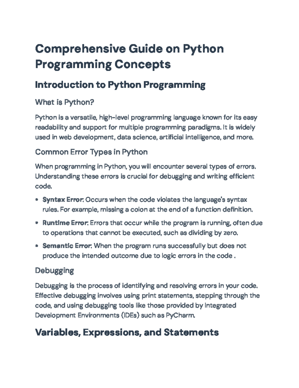 Python Programming Fundamentals: Key Concepts & Techniques - Comprehensive Guide on Python - Studocu
