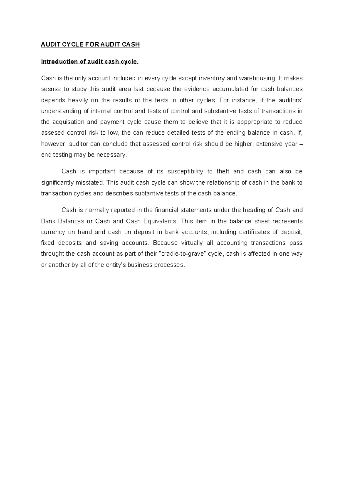 Audit Cash Cycle Overview: Procedures and Best Practices (322728822 ...
