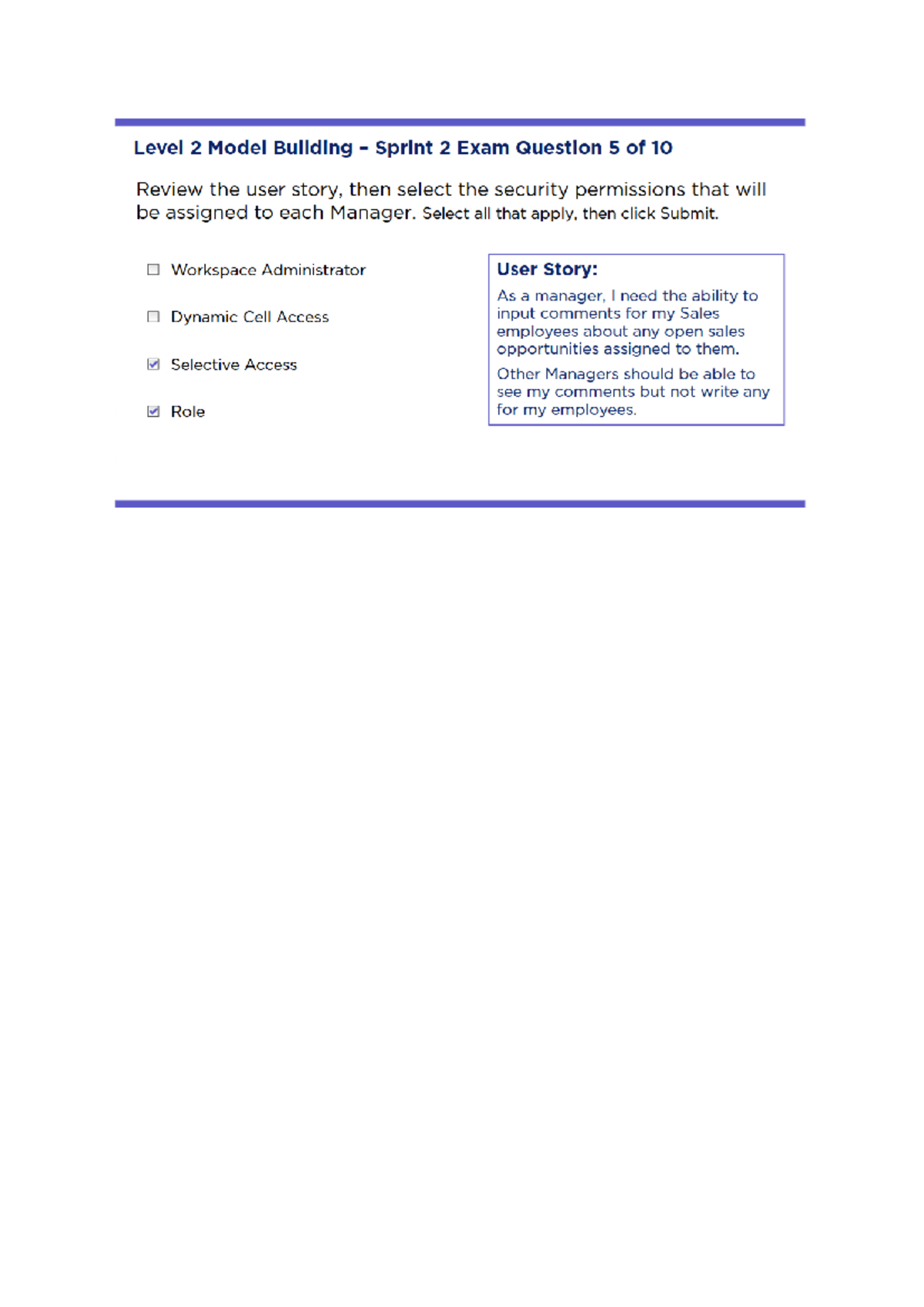 Level 2 Model Building Sprint 2 Exam Q5 Review: Security Permissions ...