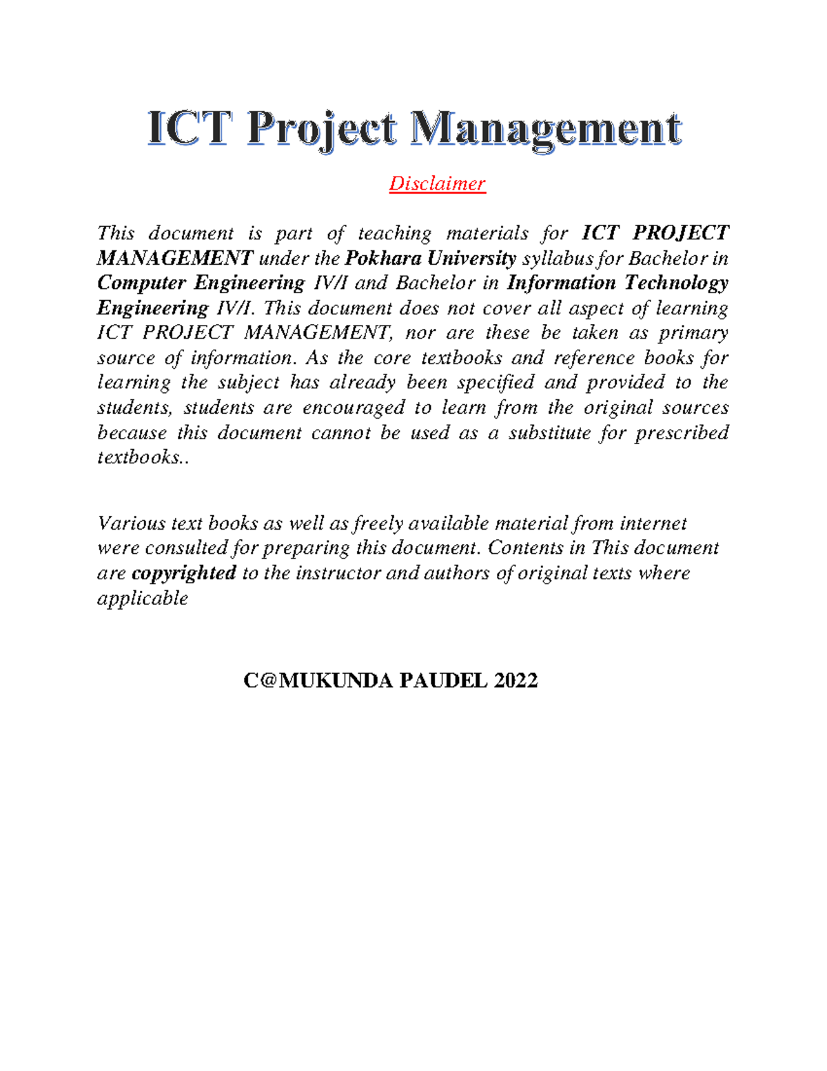 Unit 6: Project Time Management Notes for ICTPM - Studocu