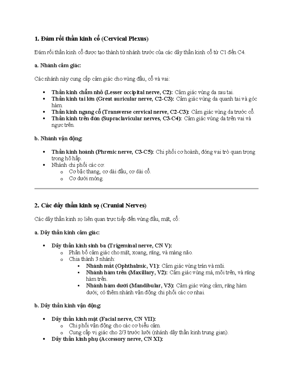 Đám rối thần kinh cổ và dây thần kinh sọ (TK dmc - 4567) - Studocu