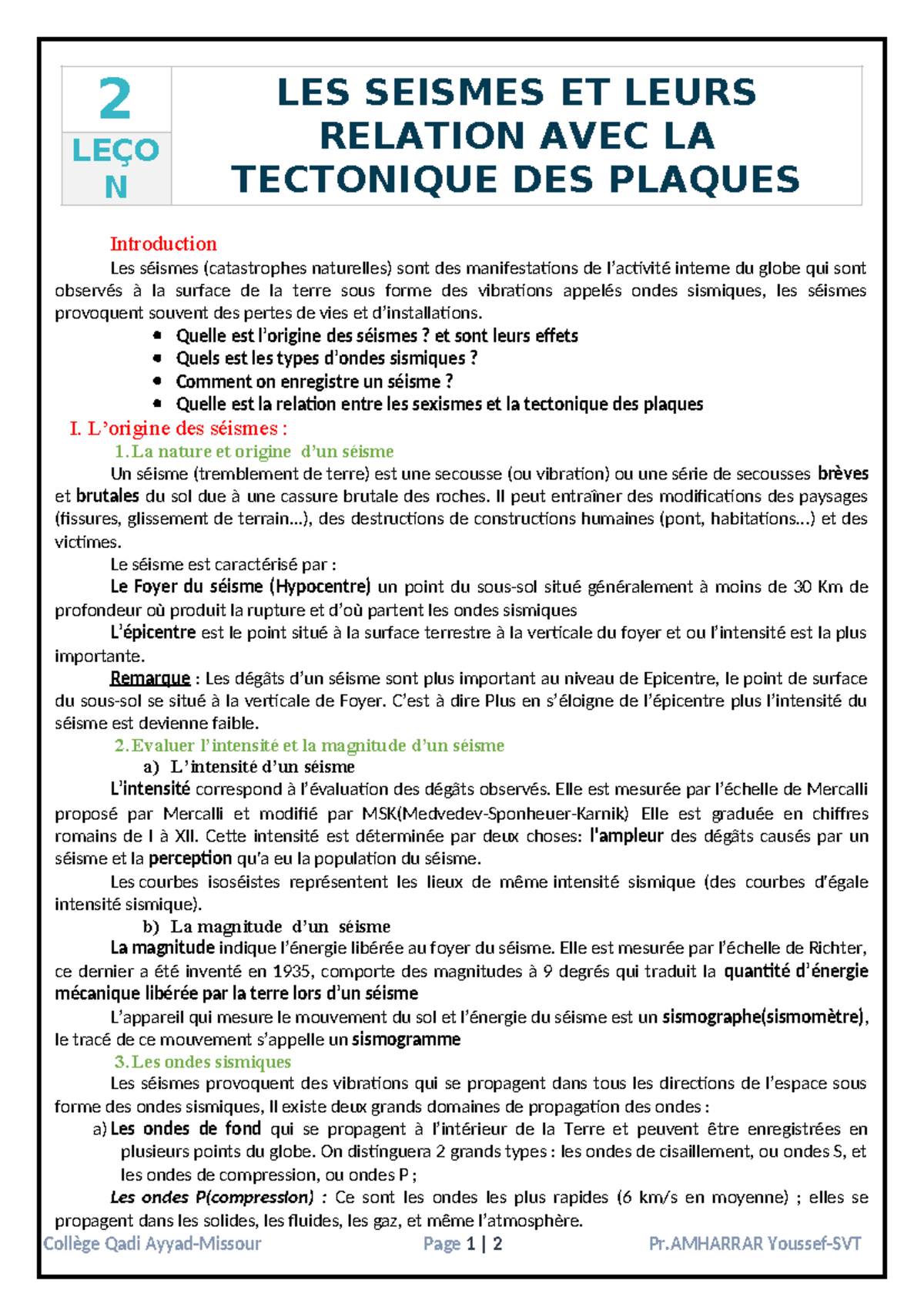 LES- Seismes-ET- Leurs- Relation-AVEC-LA- Tectonique-DES- Plaques-Cours ...