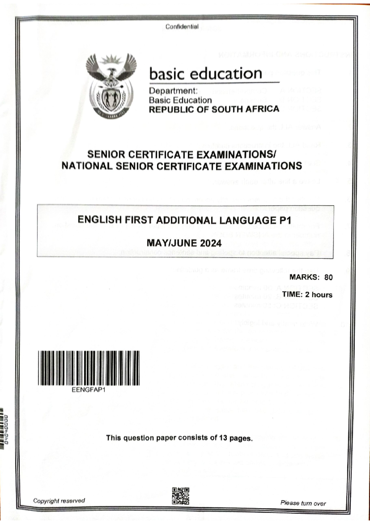 English FAL Grade 12 P1 June 2024 Exam Paper - Studocu