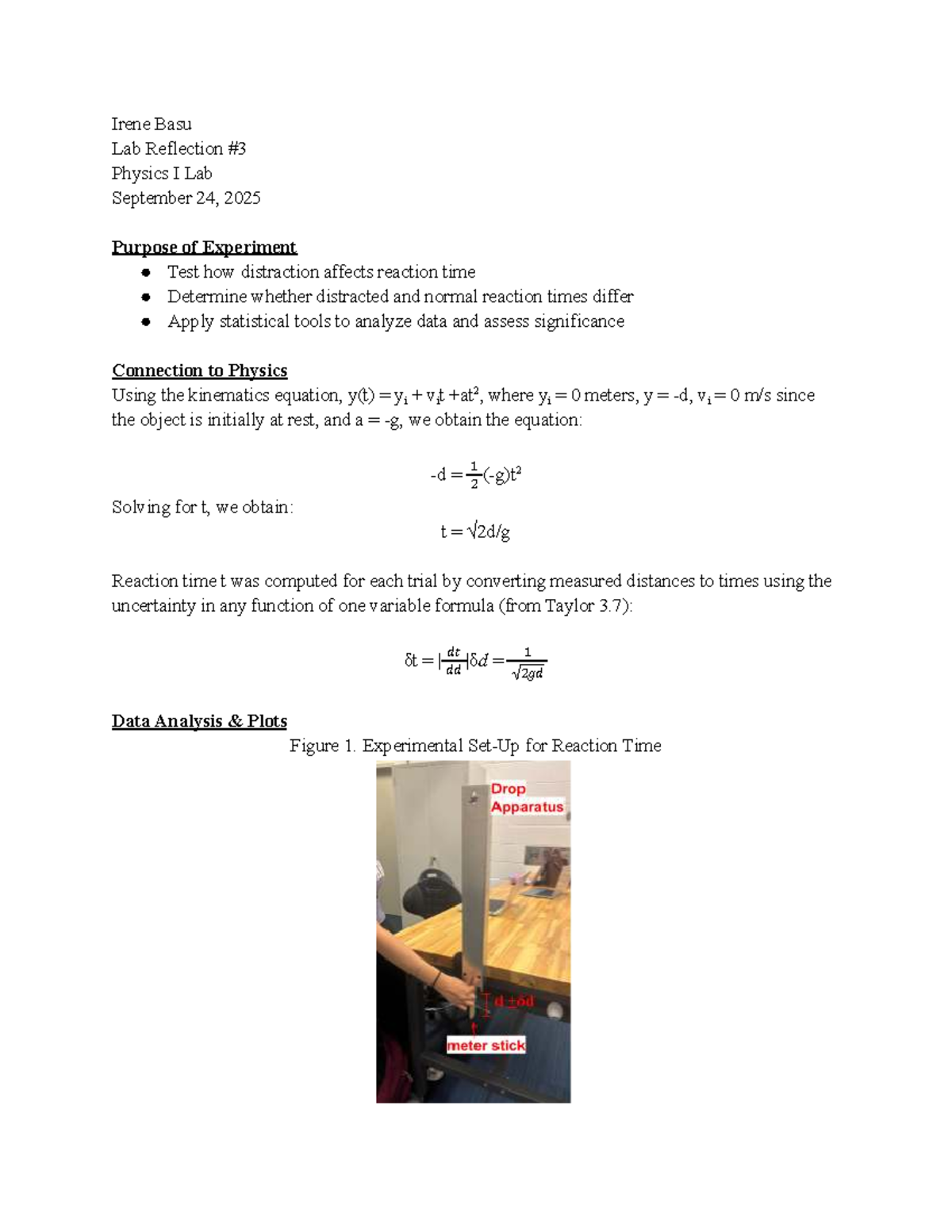 Lab 4 Reflection: Distraction's Impact on Reaction Time in Physics I ...