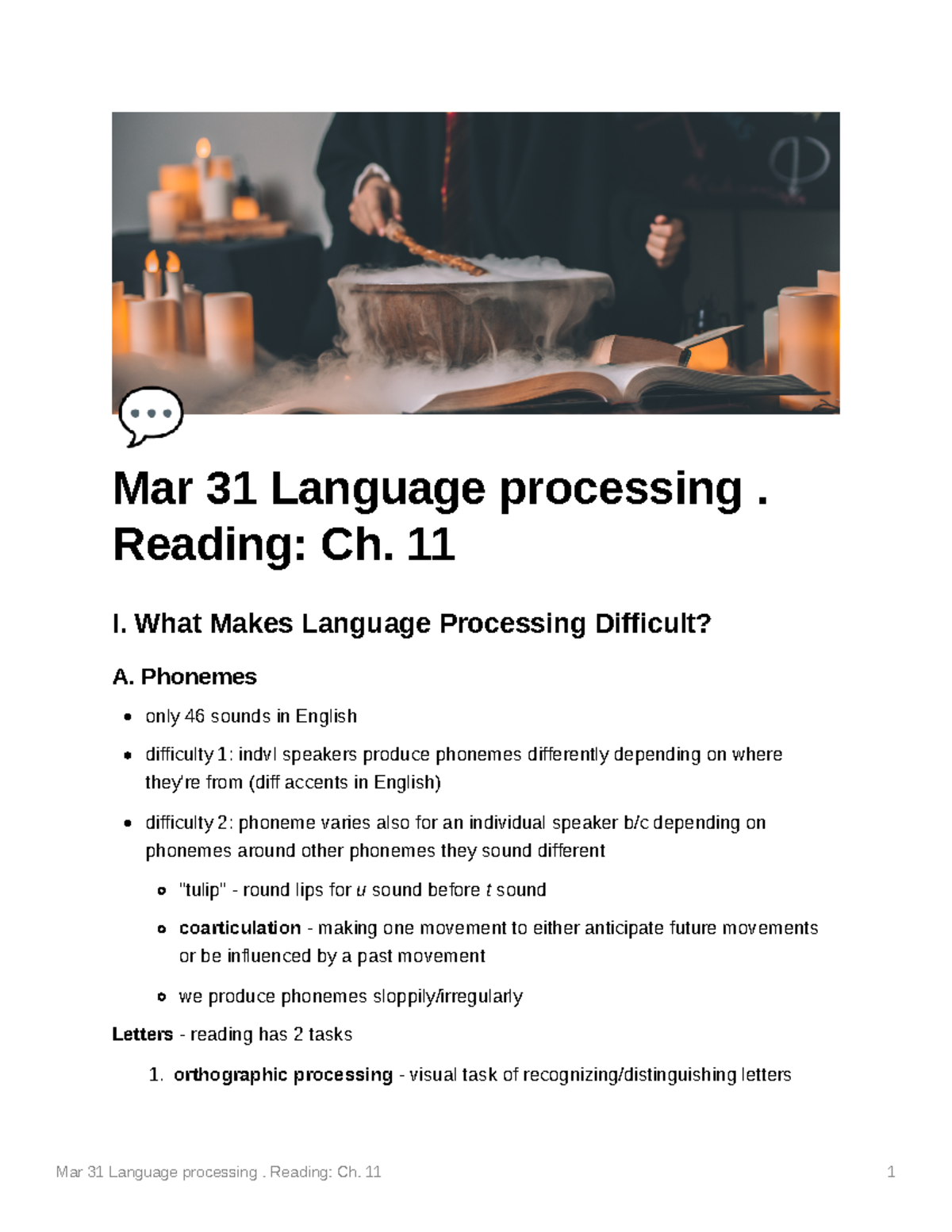 Language processing - Reading: Ch. 11 I. What Makes Language Processing ...