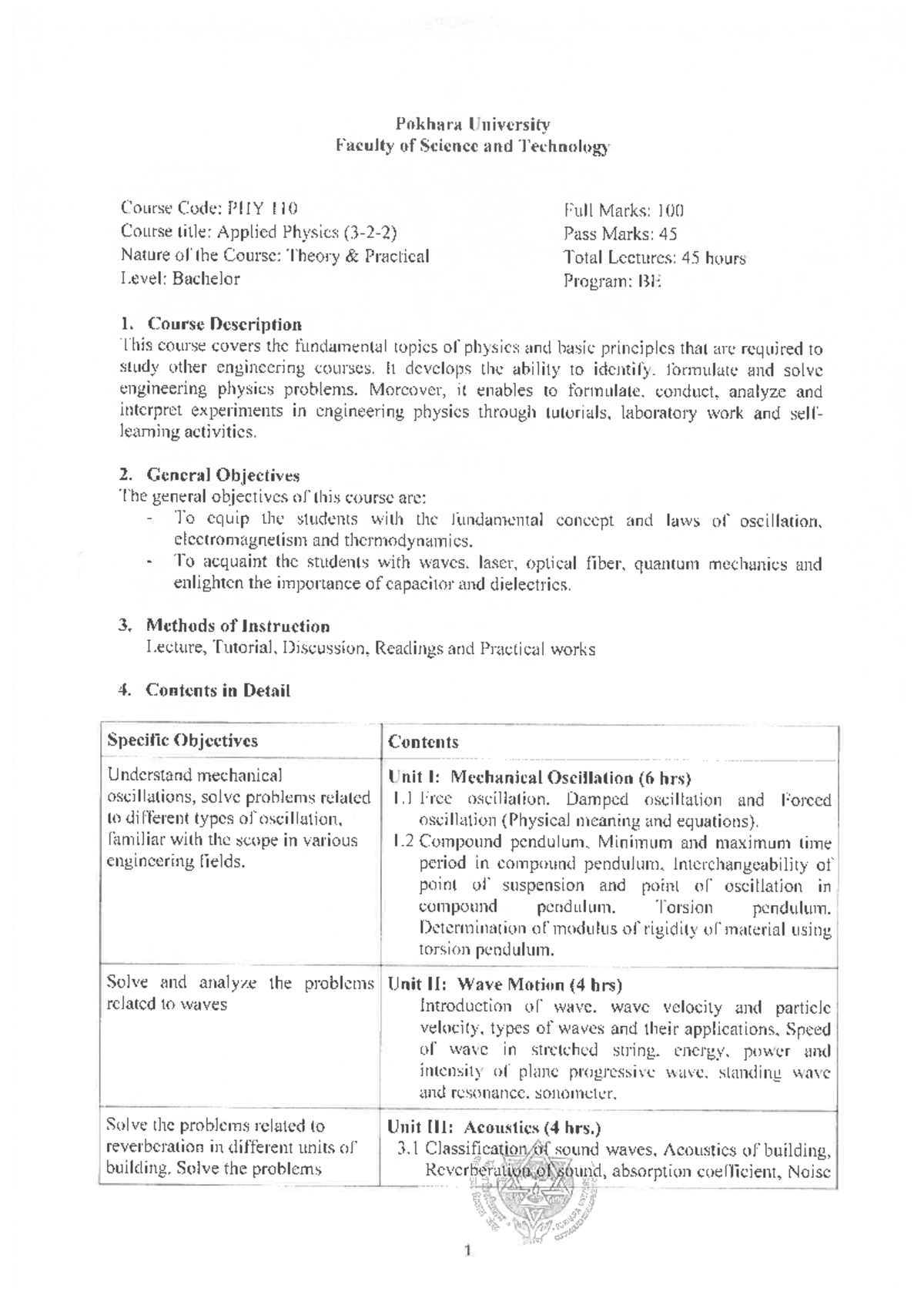 Applied Physics Notes for PHY 110 - Pokhara University - Studocu