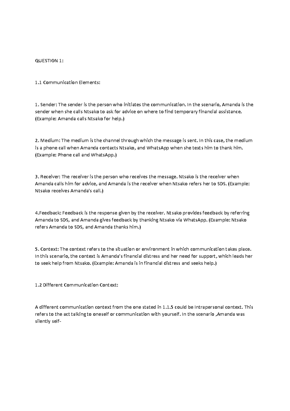 Communication Theory Past Paper 1: Key Concepts and Examples - Studocu