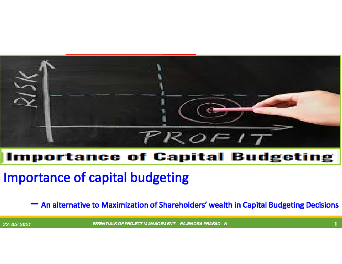 Class 2: Essential Steps in Capital Budgeting Process - Studocu