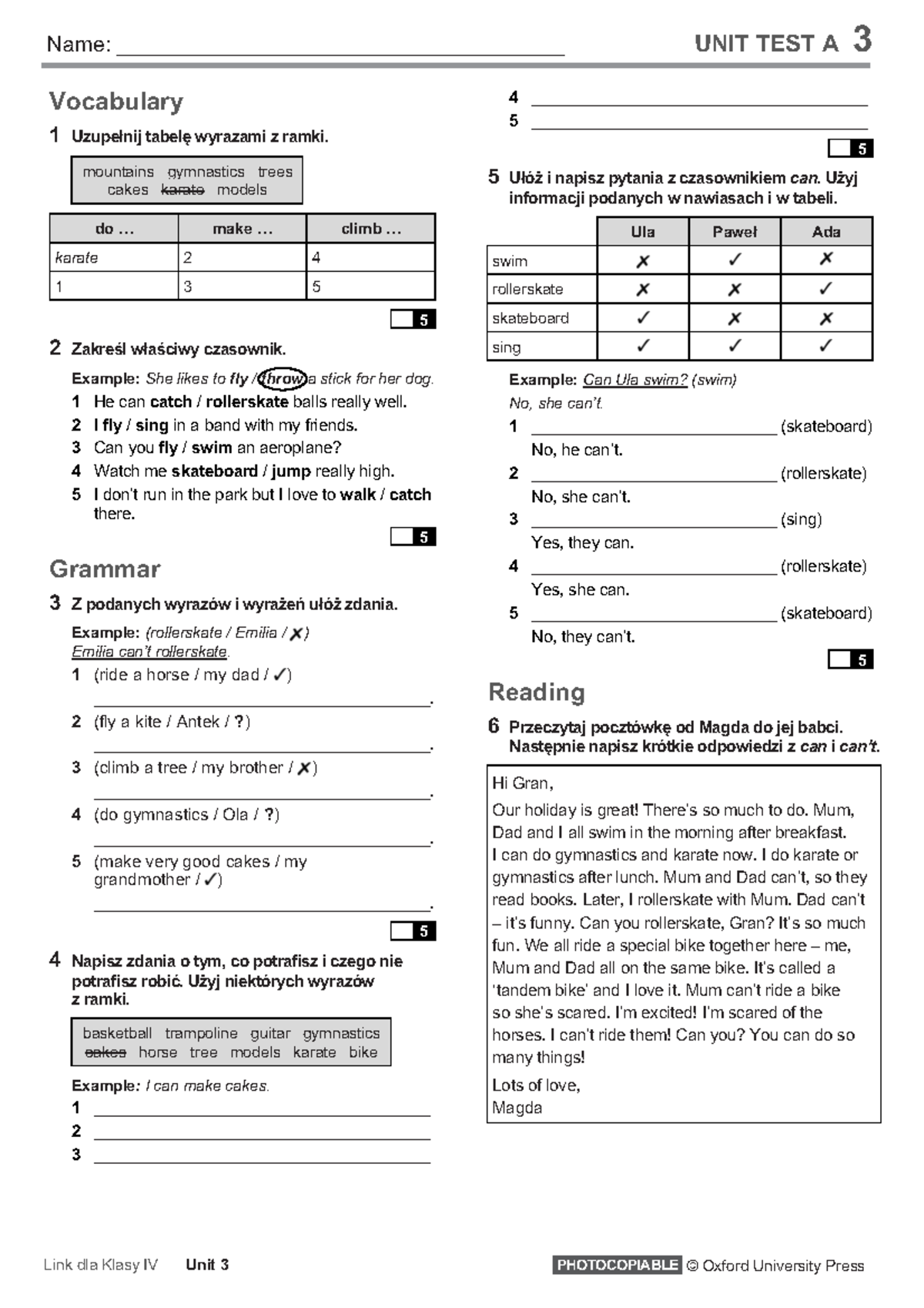 Link L4 U3 Unit Test A: Vocabulary and Grammar Practice - Studocu