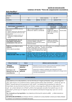 Sesion 1 Sesión De Aprendizaje De Educación Inclusiva E