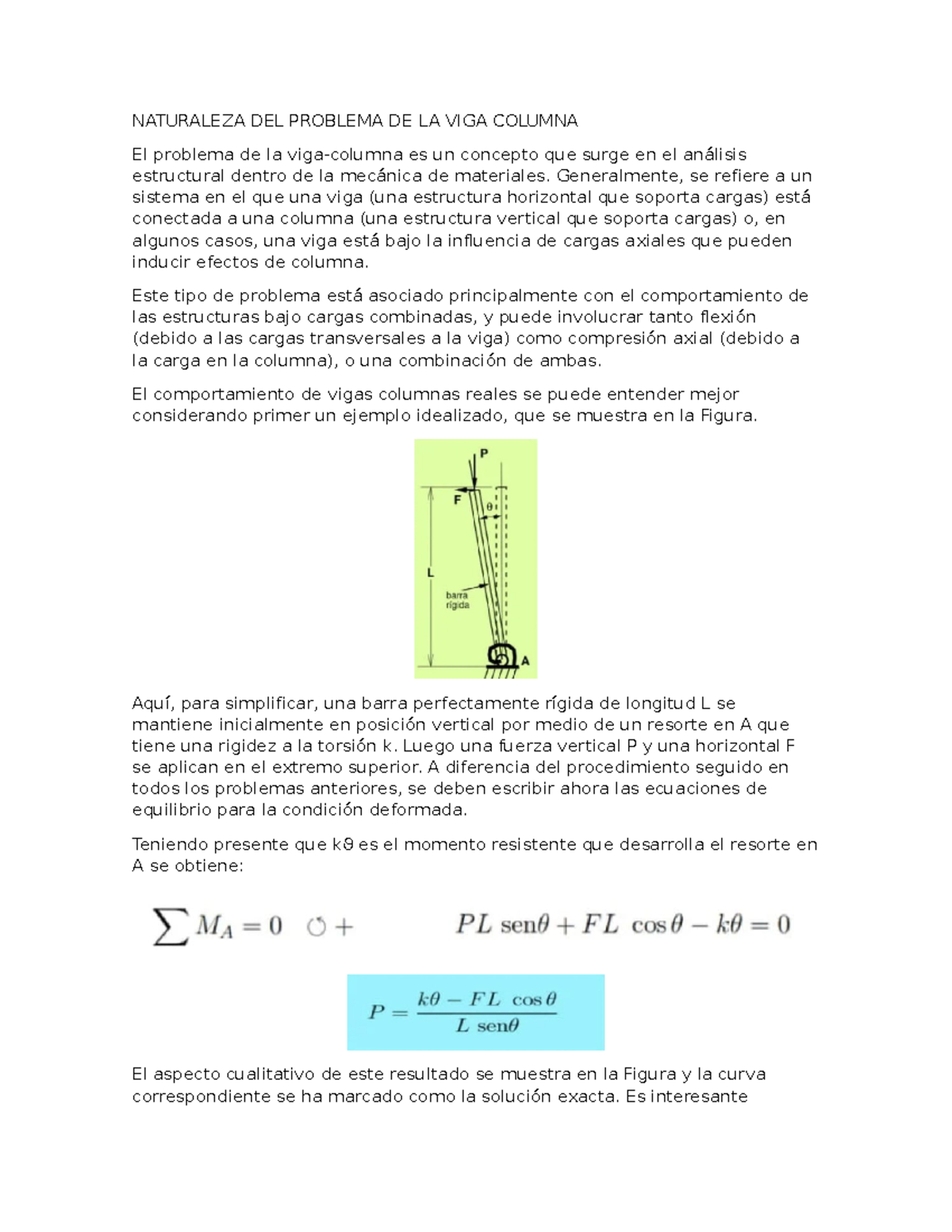 Naturaleza del Problema de la Viga-Columna: Estudio y Ejemplos - Studocu