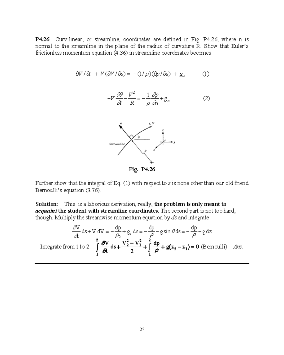P4.26 Streamline Coordinates and Momentum Equation Derivation - Studocu