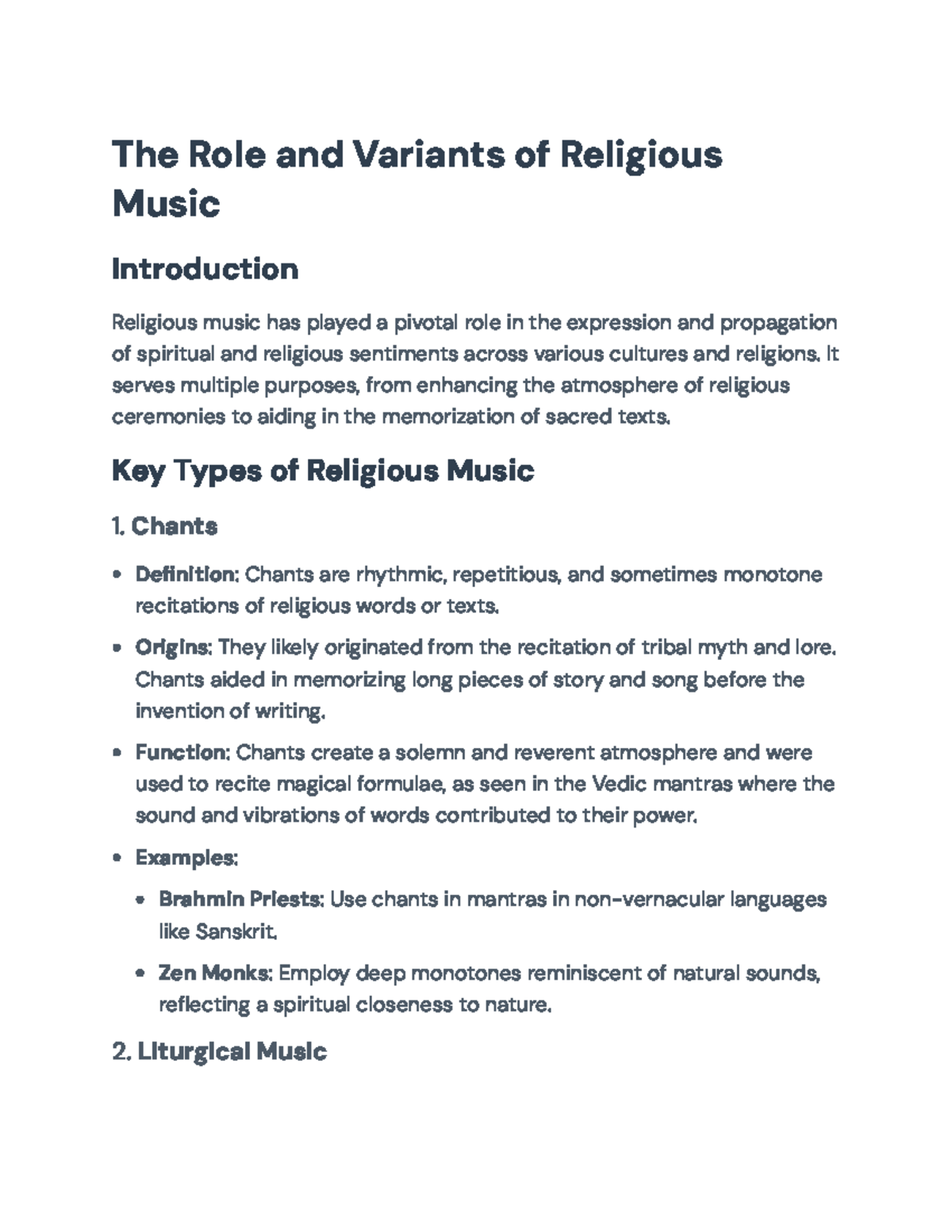 The Role and Variants of Religious Music: Insights and Examples - The ...