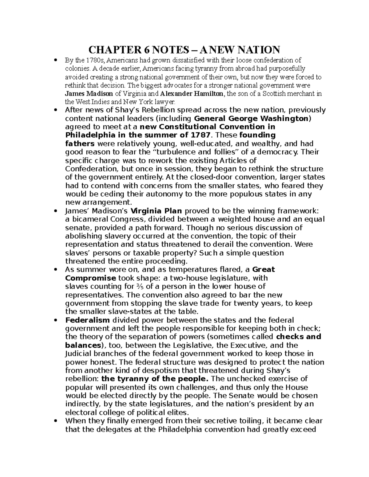 THE AMERICAN YAWP CH. 6 NOTES - A NEW NATION AND FEDERALISM - Studocu