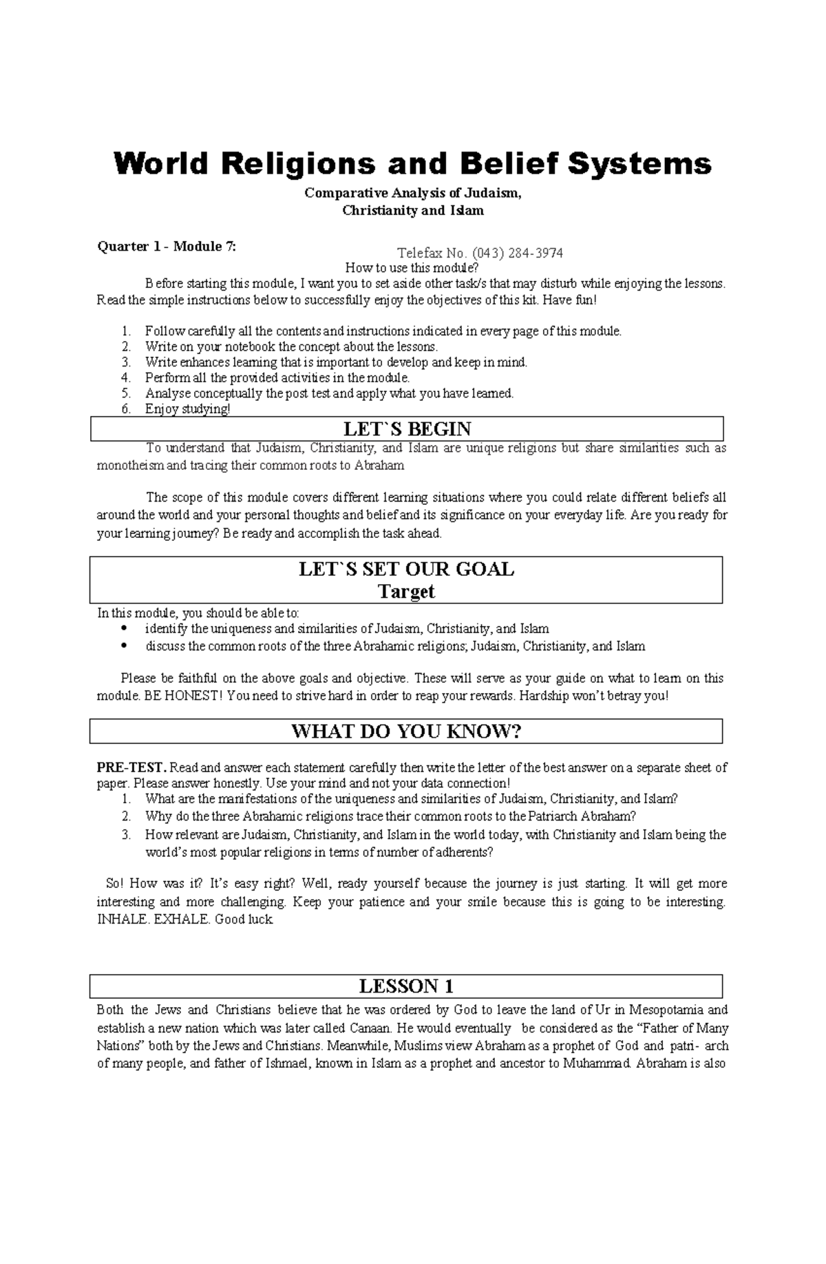 Pdfcoffee - World Religions and Belief Systems ISLAM Quarter 1 - Module ...